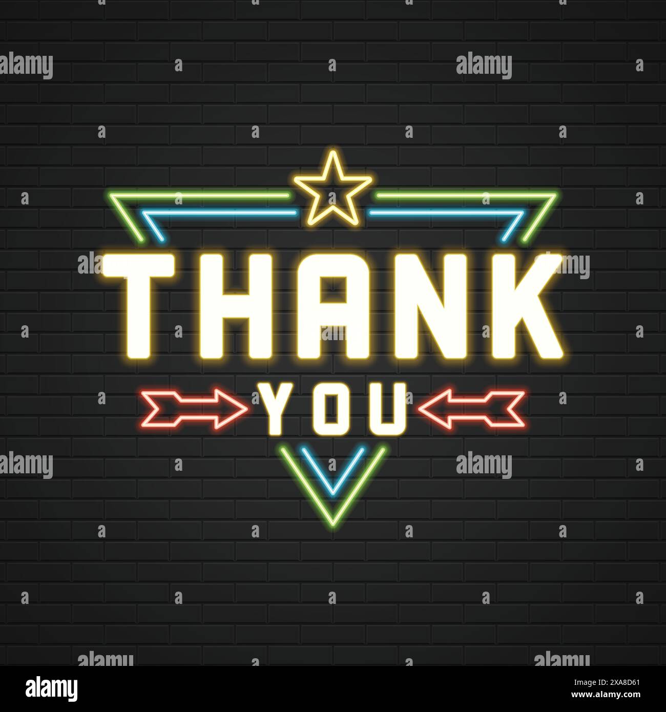 Retro Thank You Message Sign Design. Signage Light Bulbs Frame and Neon ...