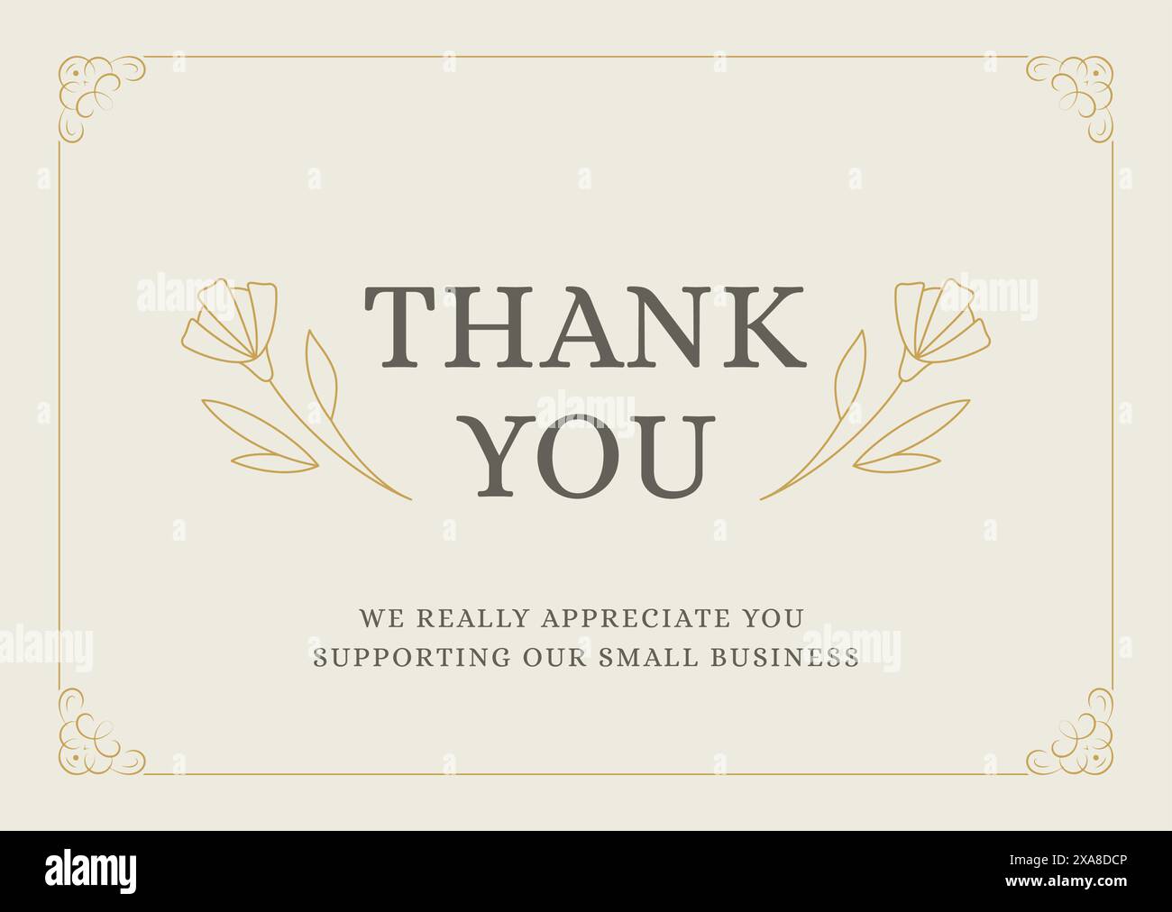 Thank you business support vintage card banner romantic flower curved ...