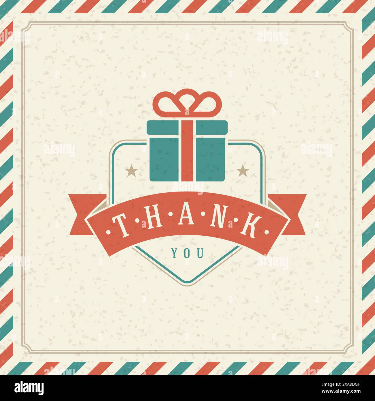 Thank You message text Vintage Greeting Card design template. Retro ...