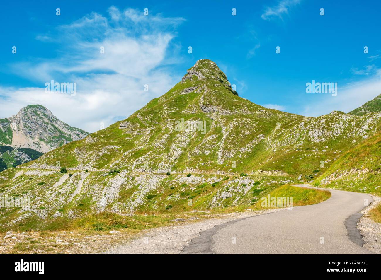 Asphalt road leading to Durmitor National Park. Montenegro Stock Photo ...