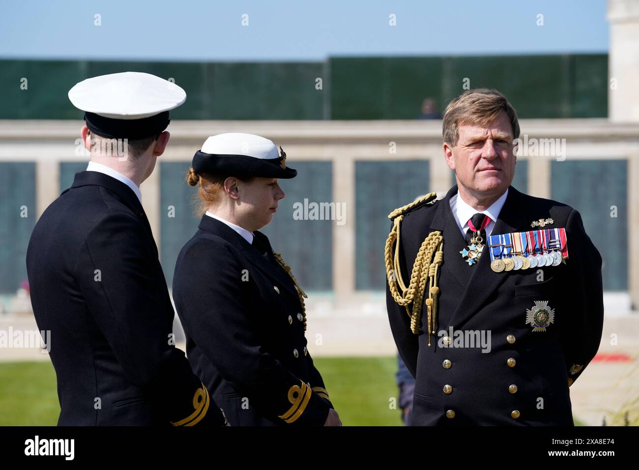 First Sea Lord and Chief of the Naval Staff Ben Key (right) attends the UK's national ...