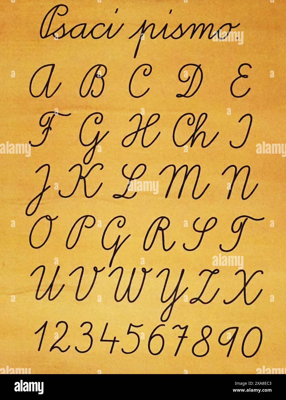 old czech alphabet school font as very nice background Stock Photo - Alamy