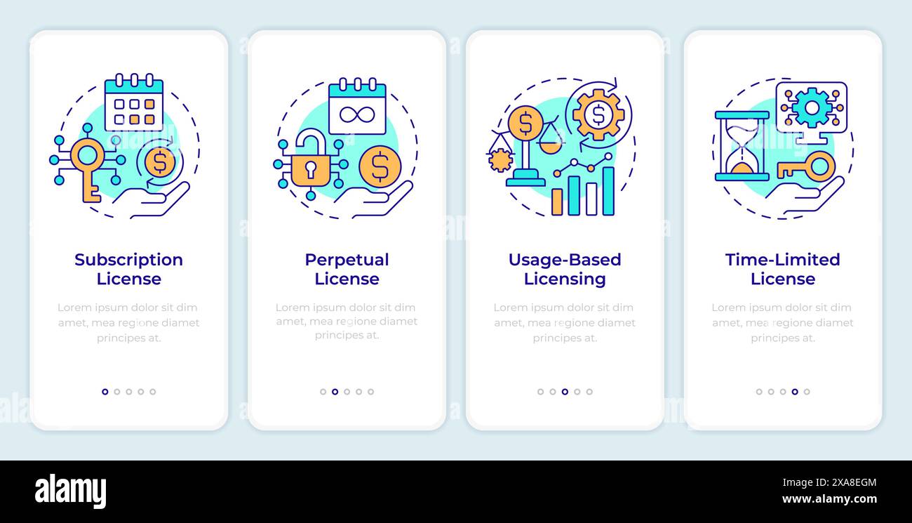 Licensing Models Onboarding Mobile App Screen Stock Vector Image And Art