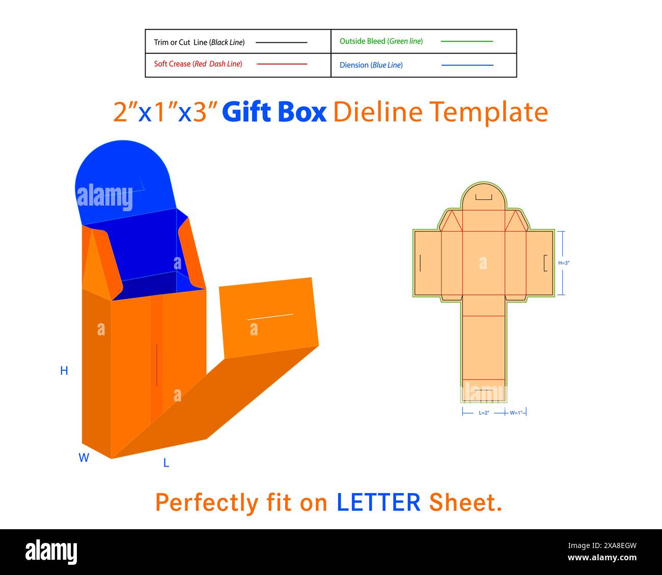 Gift Box L 2xW 1xH 3 Inches Dieline Template With 3d Design. Unveil the ...