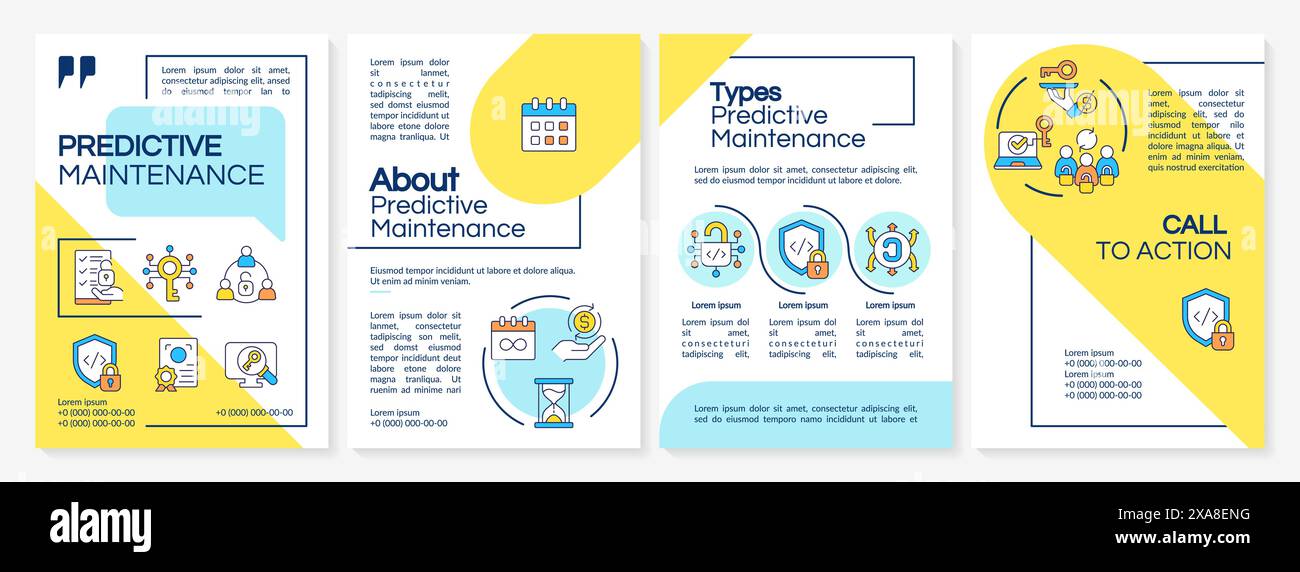 Software licenses types blue and yellow brochure template Stock Vector ...