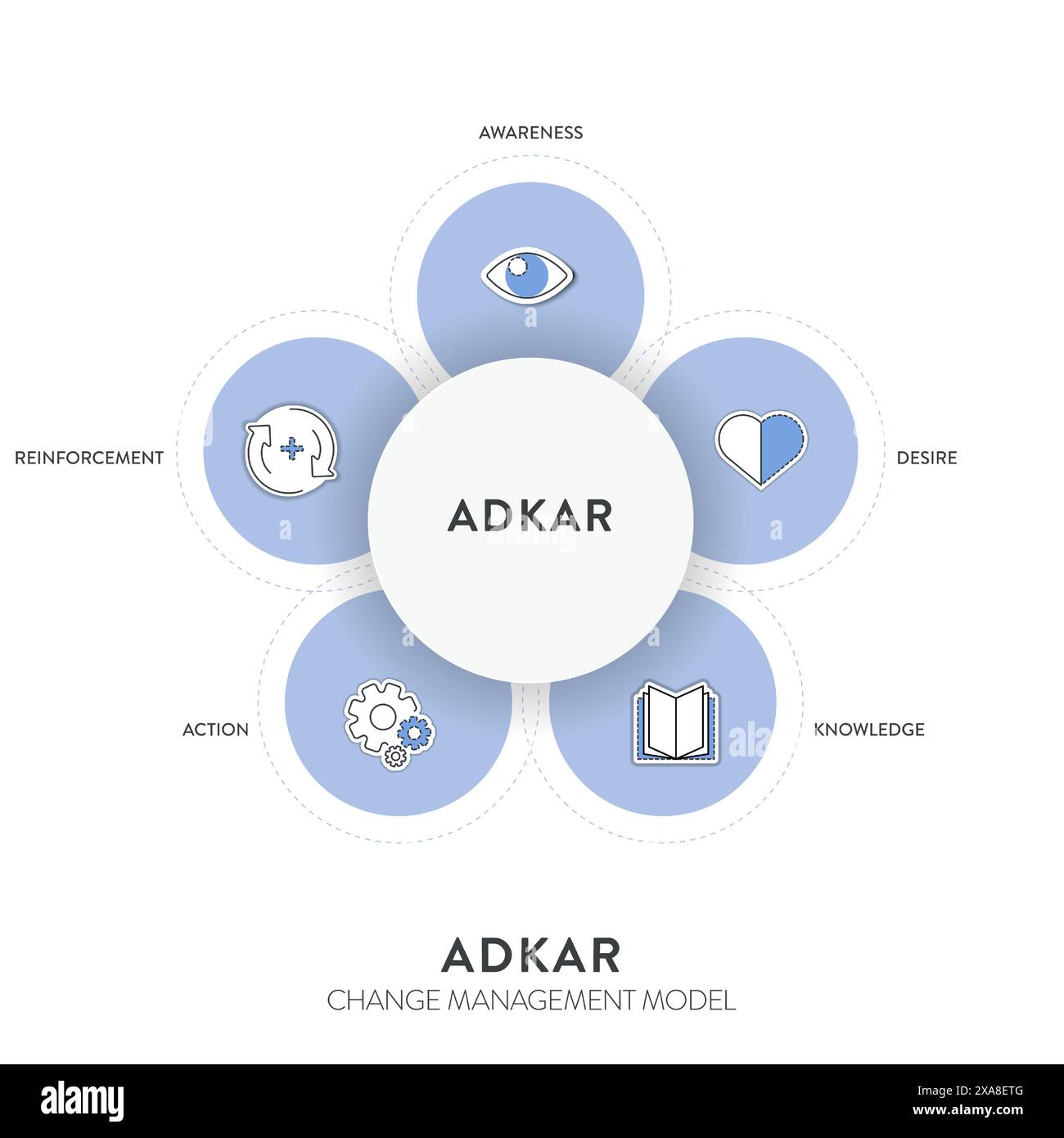 ADKAR framework diagram chart infographic with icon vector for banner ...
