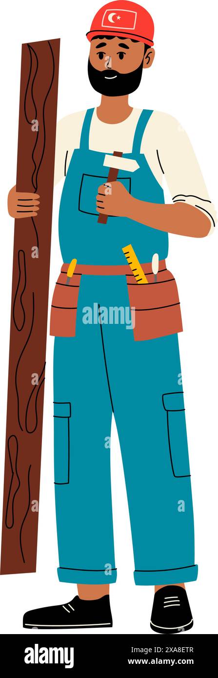 Construction worker character in uniform. Isolated vector illustration ...