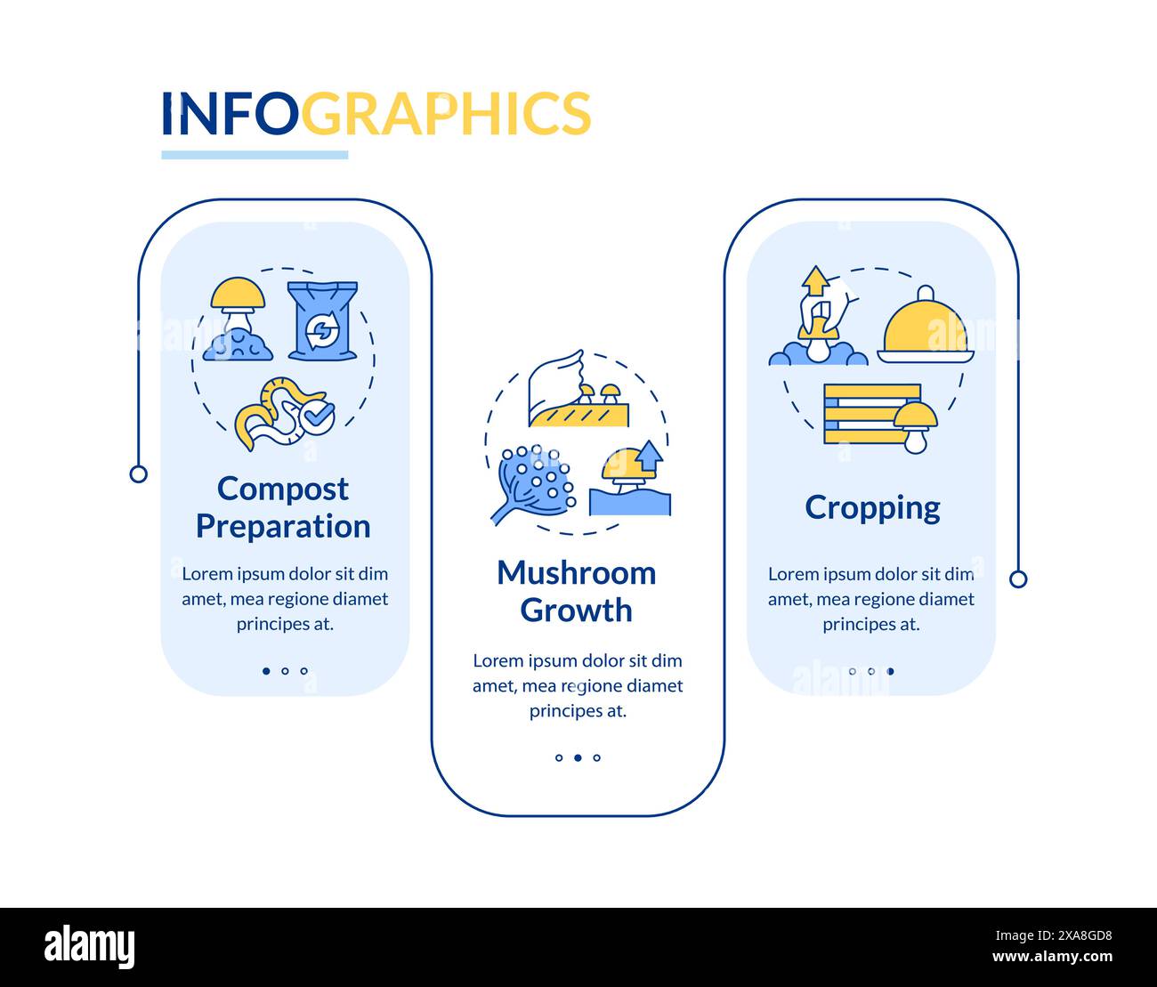 Indoor mushroom farming blue rectangle infographic template Stock ...