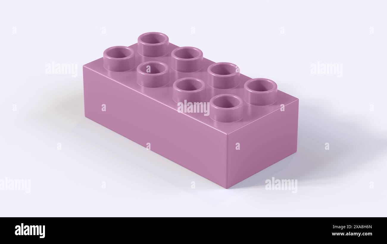 Mauve Plastic Lego Block on a White Background. Children Toy Brick ...