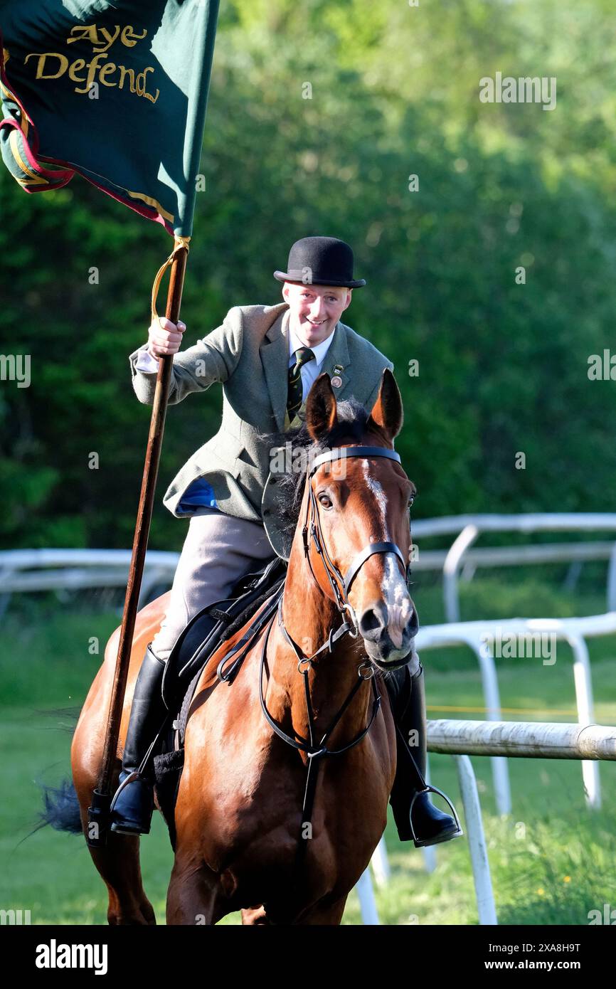 Hawick Common Riding 2024, Cornet Ryan Nichol, gallops carrying the ...