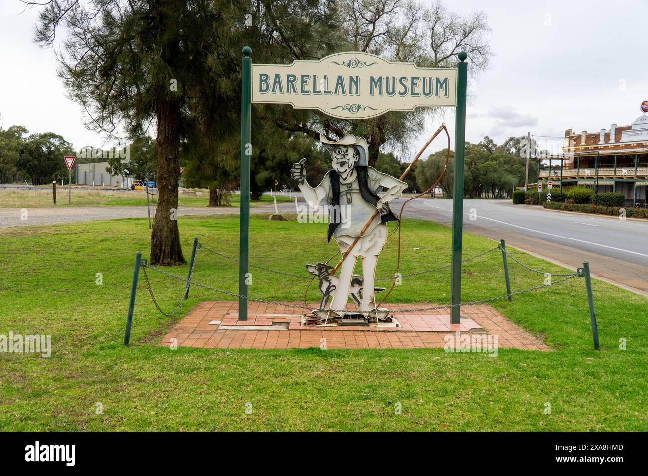Barellan NSW Australia, 4th Jun 2024. The Barellan Museum Sign featuring Salt Bush Bill Stock ...