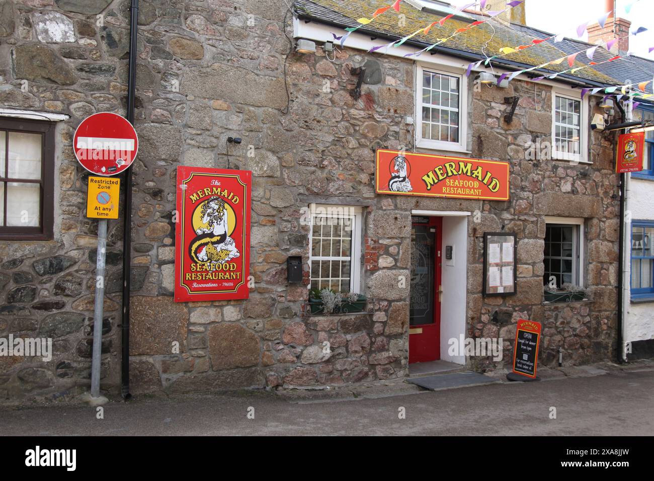 The Mermaid restaurant, Fish Street, St. Ives, Cornwall, England, UK ...