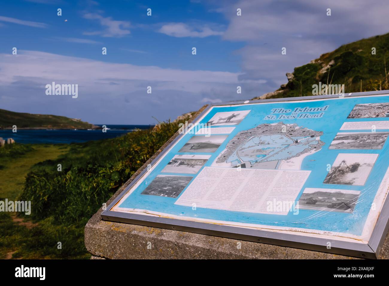 Sign for The Island (St. Ives Head) St. Ives, Cornwall, England, UK ...