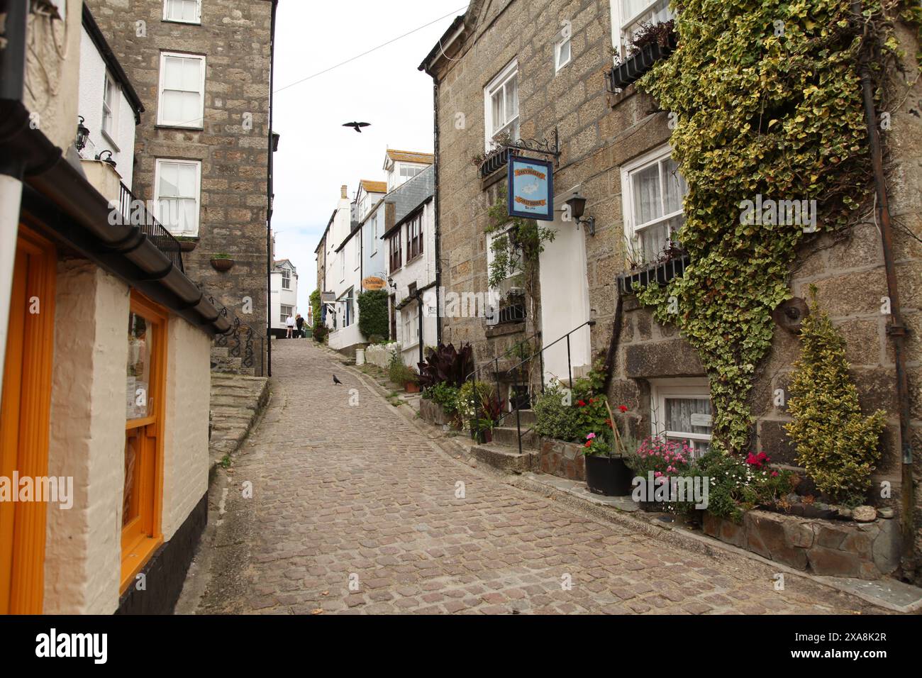 Bunker Hill a typical Cornish street scene in St. Ives, Cornwall ...