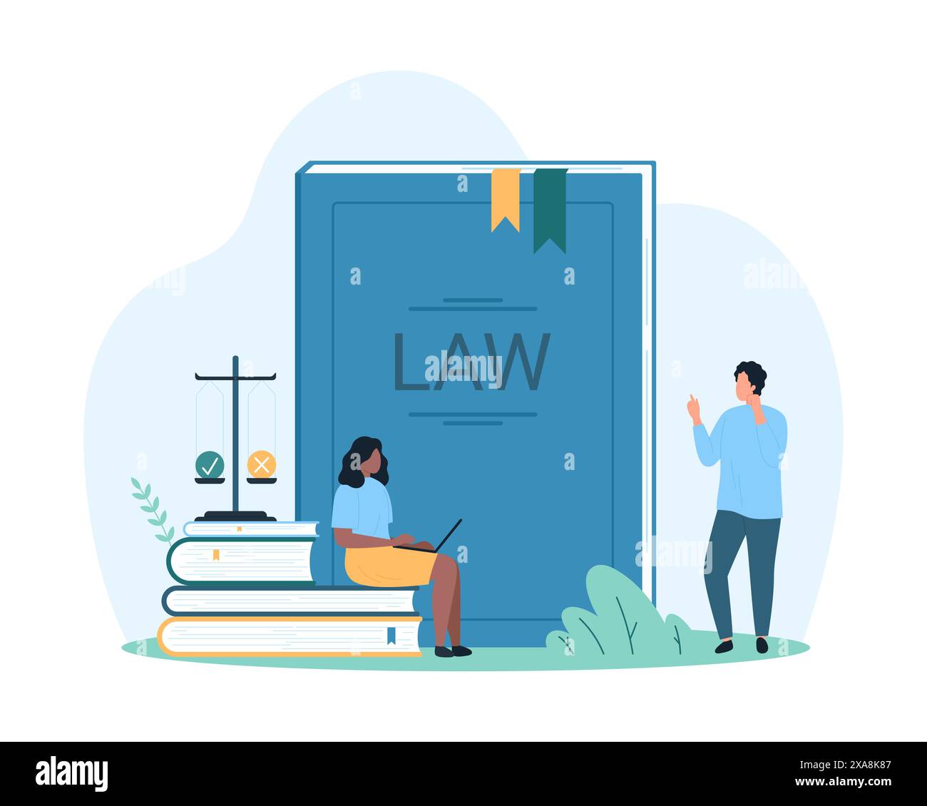 Law and justice, legal service of lawyer, attorney and notary. Tiny ...