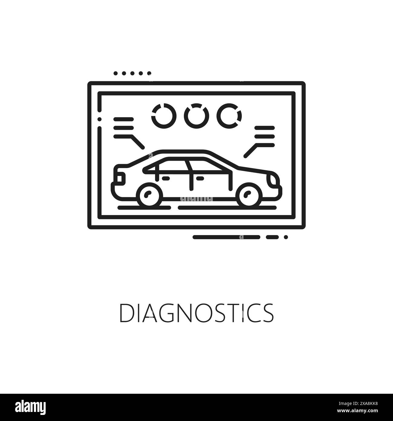 Car service, auto dealer, dealership line icon. Automobile search ...