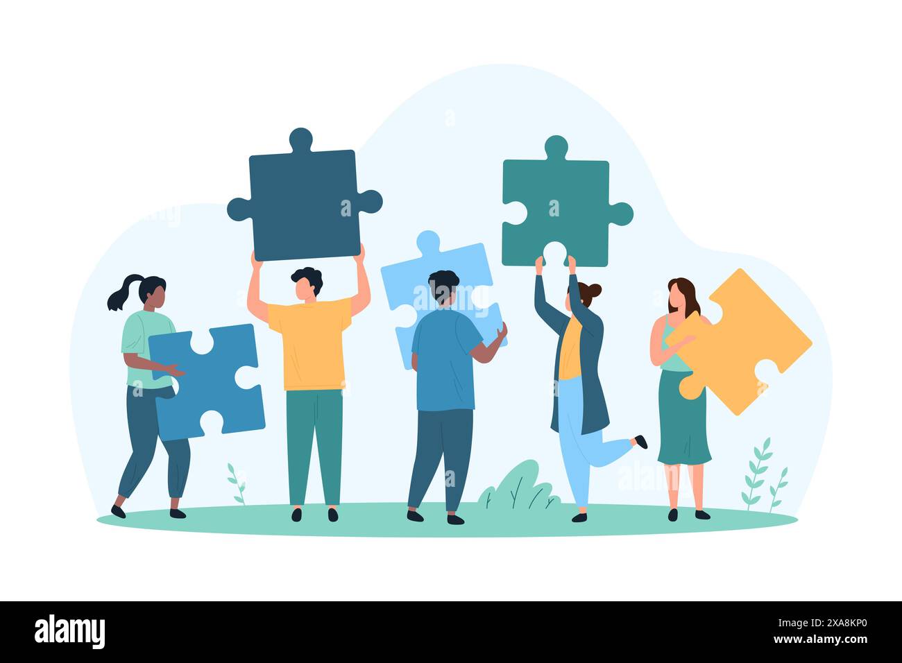 Business problem creative solving, company union and success teamwork ...