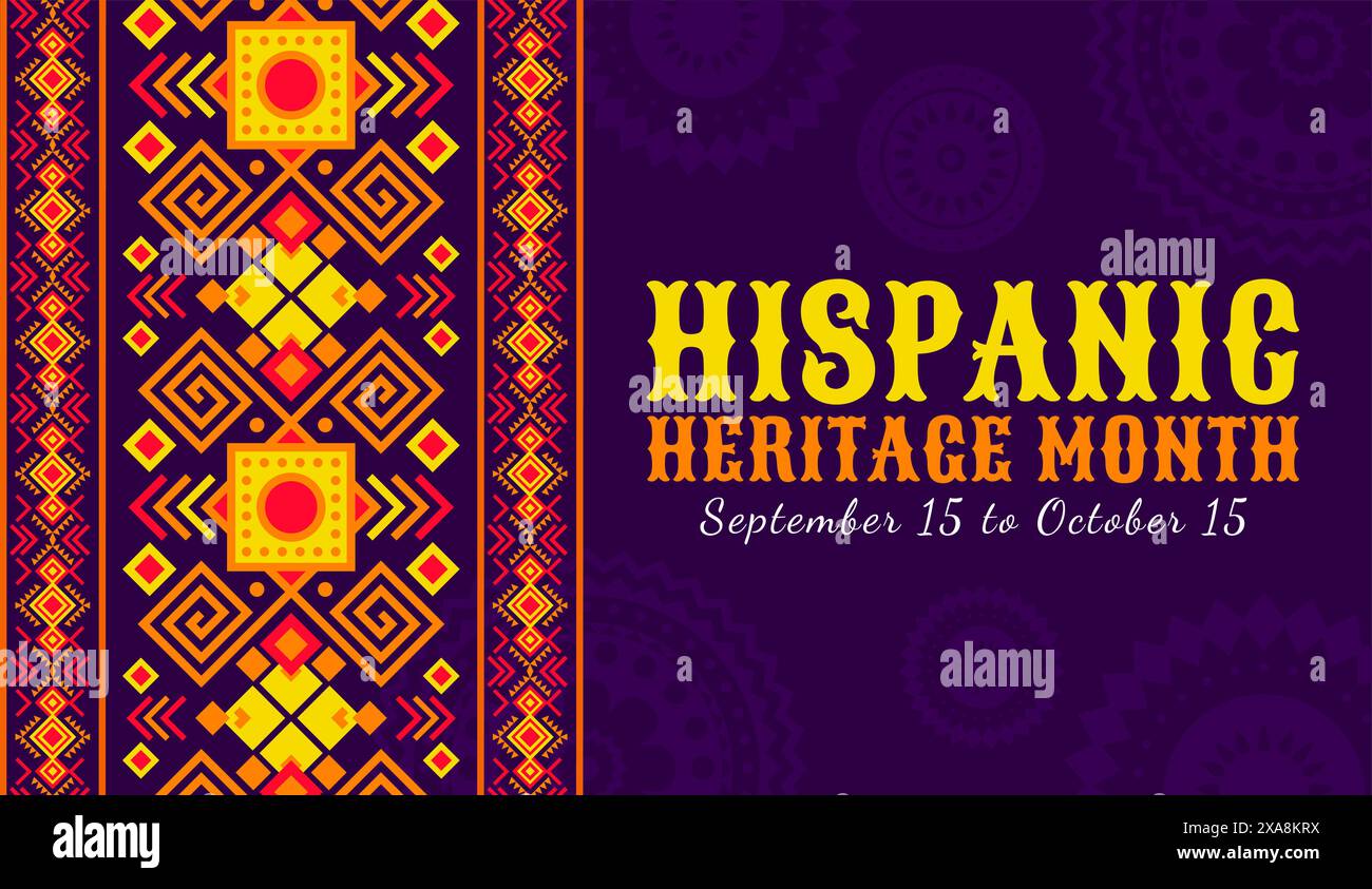 Hispanic heritage month banner with ethnic ornament pattern for Latin ...
