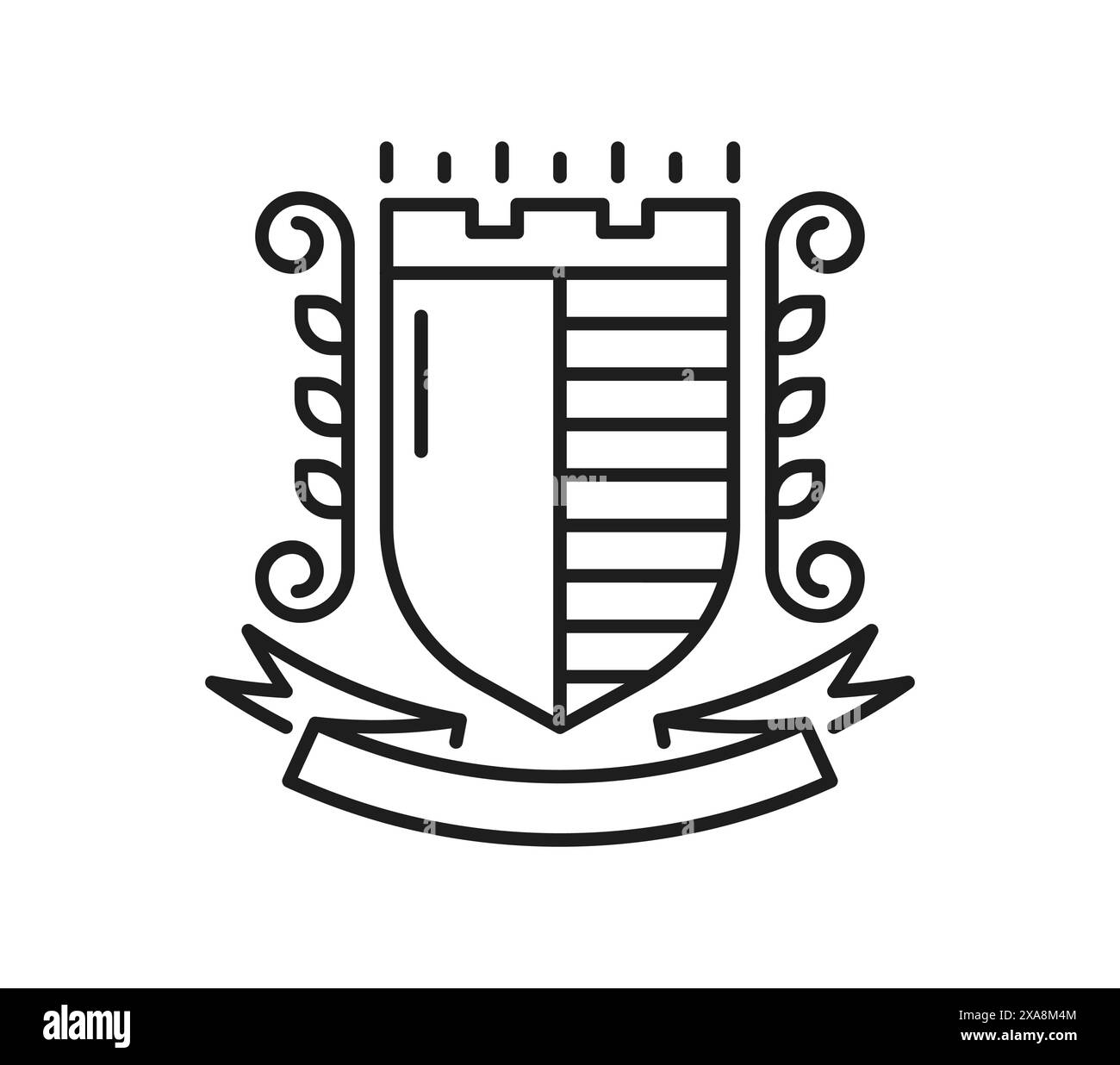 Medieval coat of arms line heraldry symbol. Isolated vector linear ...