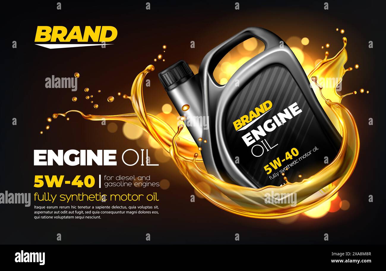 Realistic fuel poster motor mineral oil plastic bottle hi-res stock ...