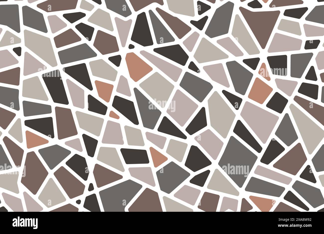 Mosaic pebble stone floor tile seamless pattern. Rock pavement vector background with gravel ...