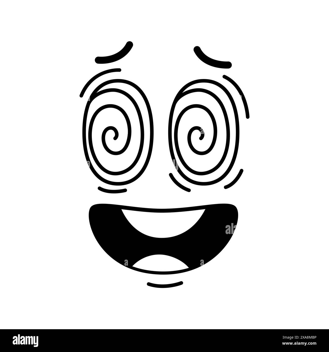 Groovie emoji face, shocked smile or retro cartoon character, vector ...
