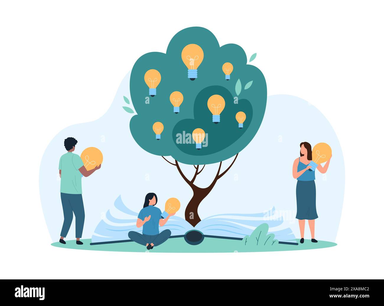 Creative thinking and idea development, education. Tiny people growing ...