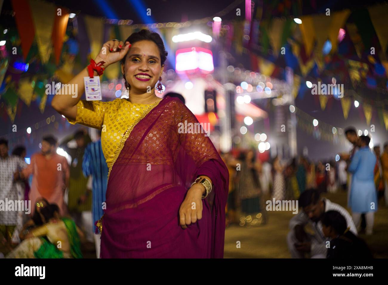 Baroda, India - 17th October 2023: Indian people in traditional sari ...