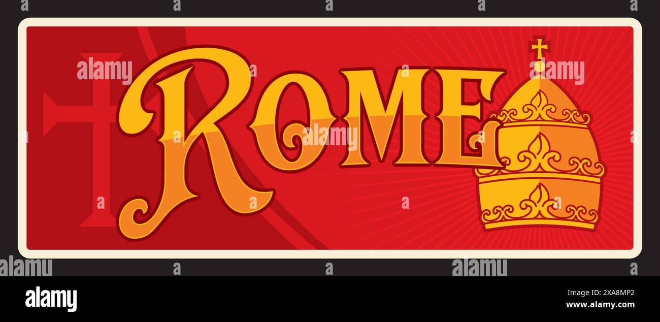 Italian Rome city travel sticker and plate. Italian travel plate with ...