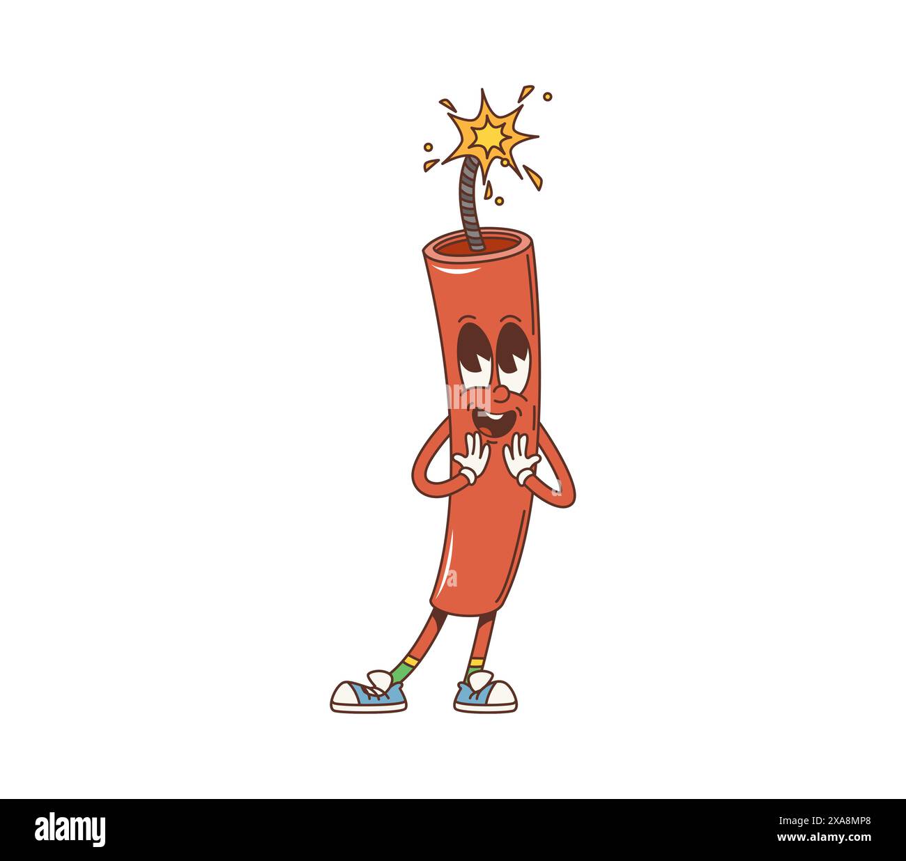 Cartoon retro Western dynamite tnt groovy character. Vector Wild West ...