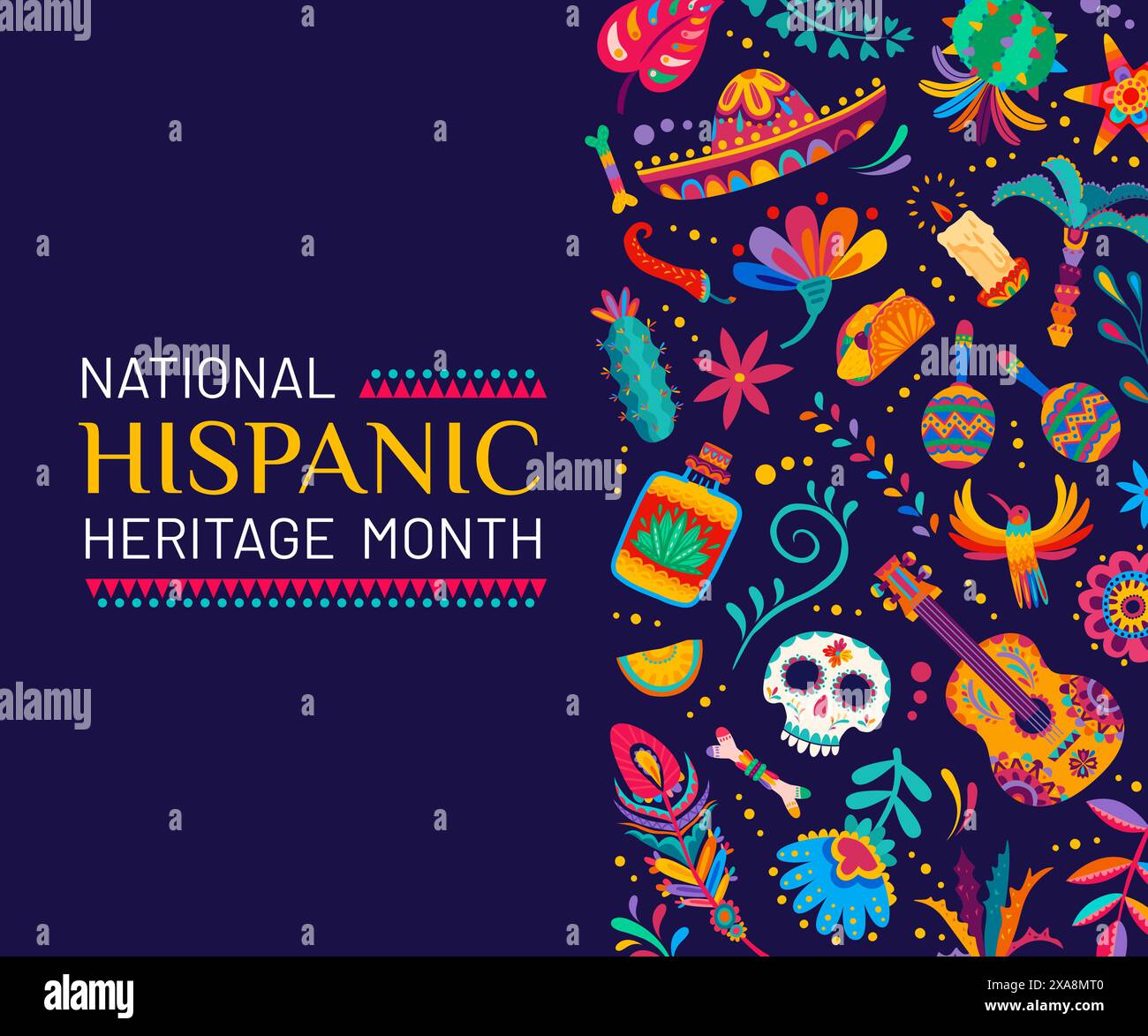 National Hispanic Heritage Month Festival Banner With Vector Border Of