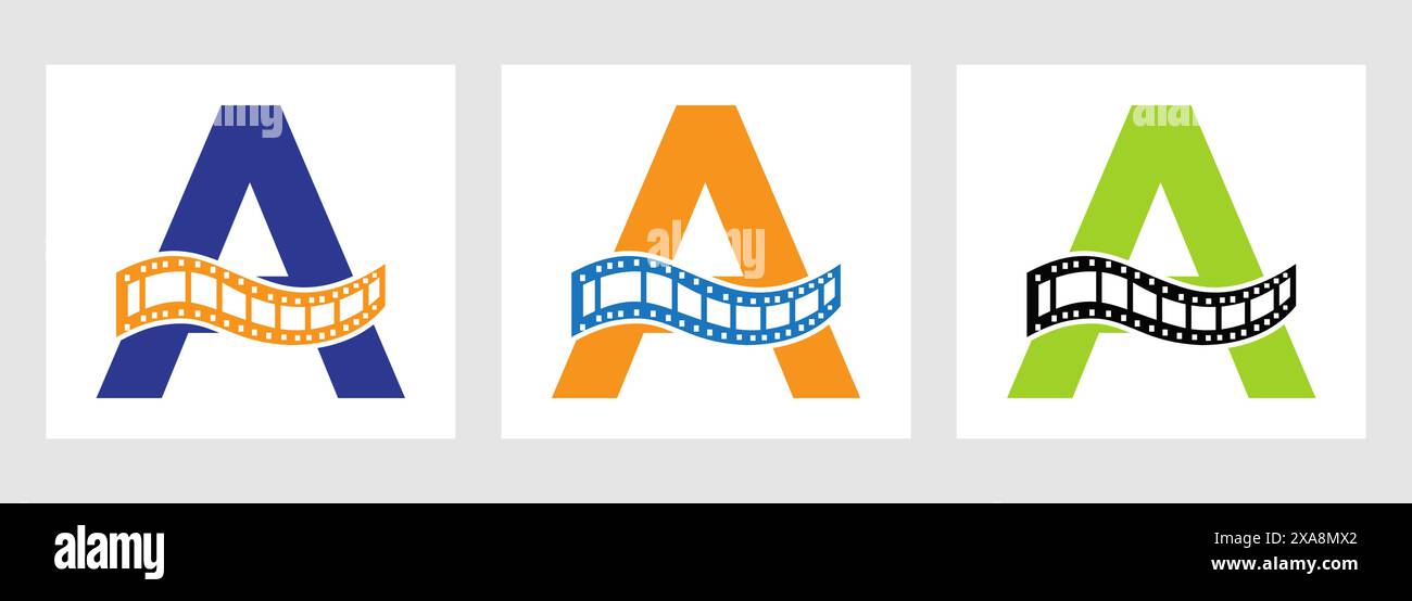 Letter A with Films Roll Symbol. Strip Film Logo For Movie Sign and ...