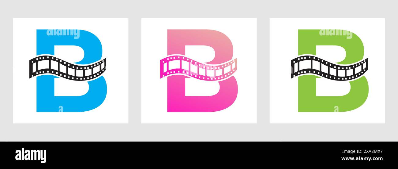 Letter B with Films Roll Symbol. Strip Film Logo For Movie Sign and ...