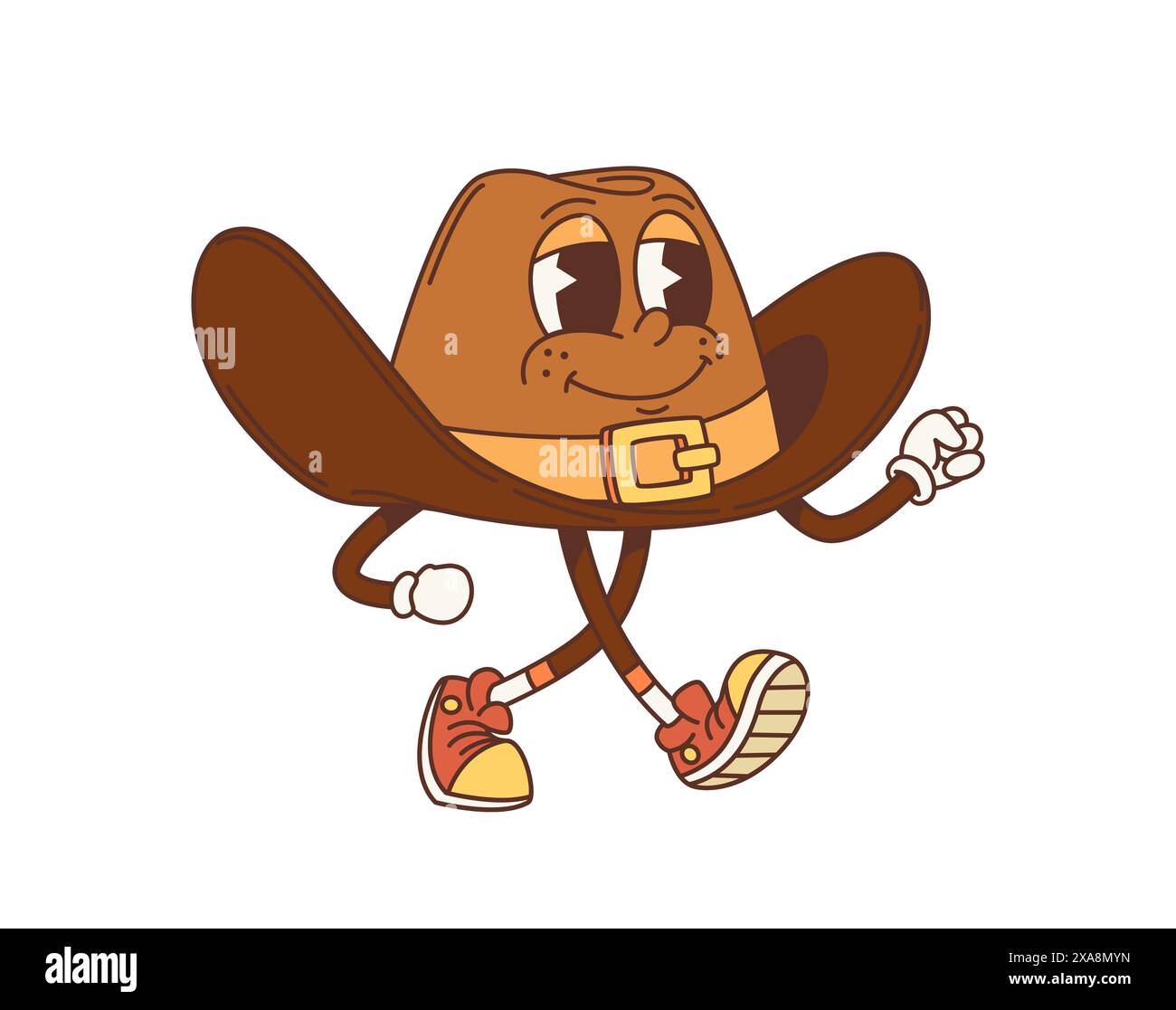 Cartoon retro Western cowboy hat groovy character, old american Wild ...