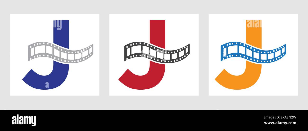 Letter J with Films Roll Symbol. Strip Film Logo For Movie Sign and ...