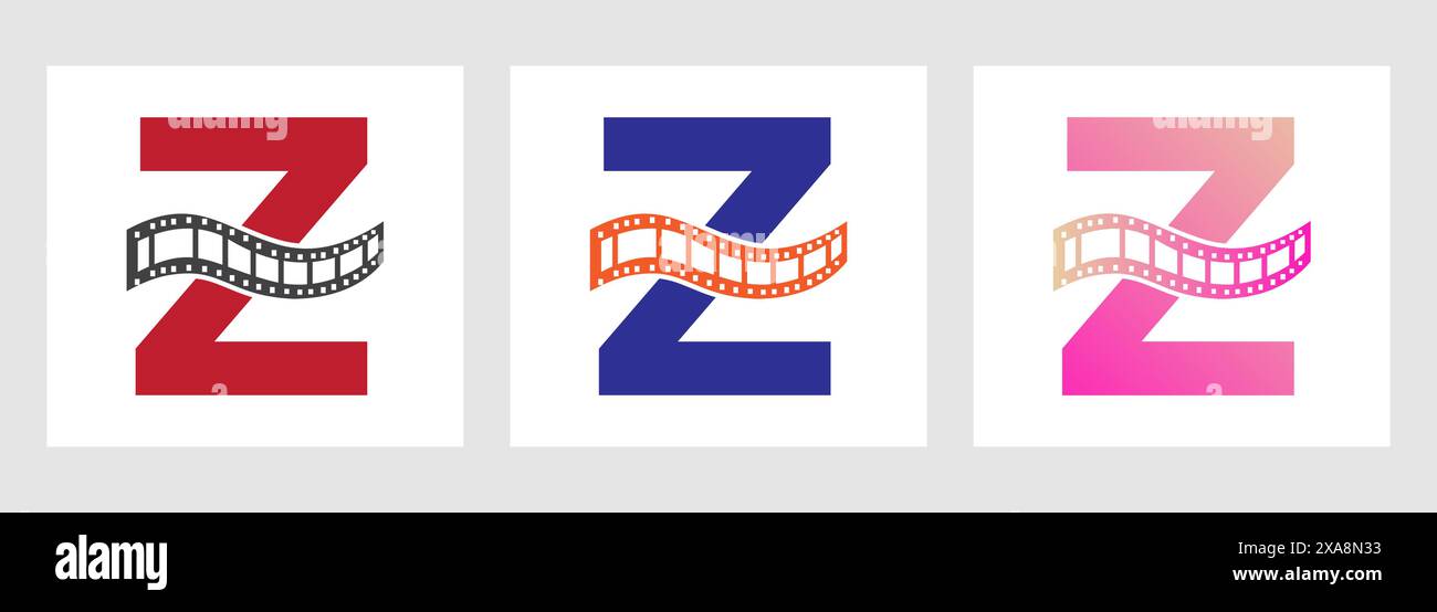 Letter Z with Films Roll Symbol. Strip Film Logo For Movie Sign and ...