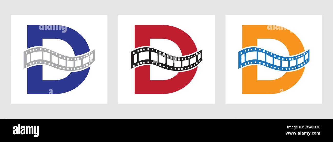Letter D with Films Roll Symbol. Strip Film Logo For Movie Sign and ...