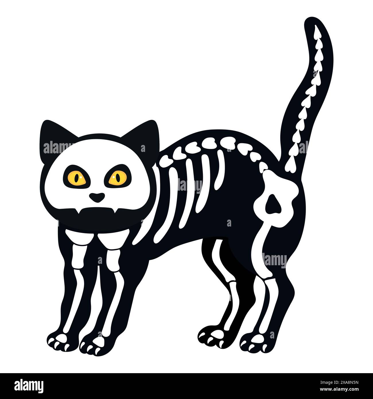 Skeleton cat isolated on a white background. Spooky concept. Vector ...