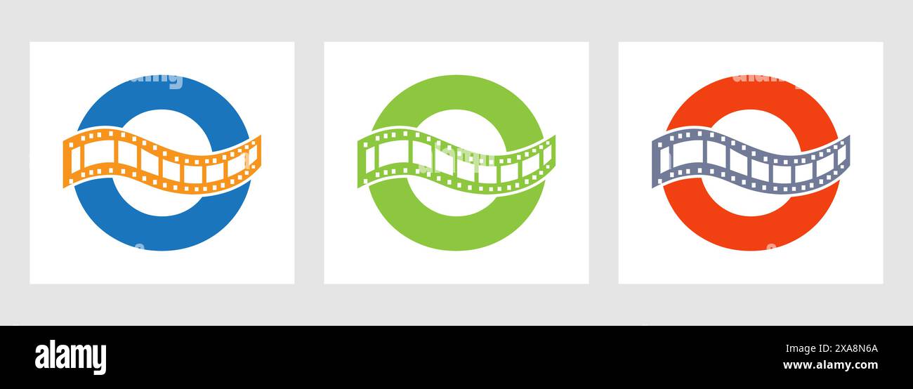 Letter O with Films Roll Symbol. Strip Film Logo For Movie Sign and ...