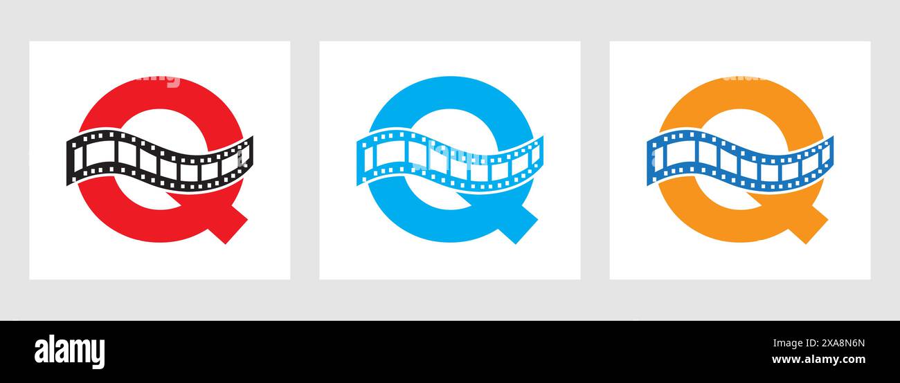 Letter Q with Films Roll Symbol. Strip Film Logo For Movie Sign and ...