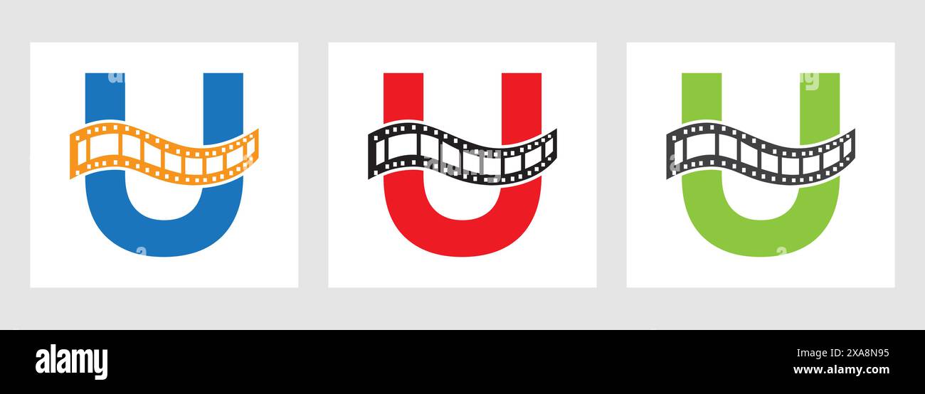 Letter U with Films Roll Symbol. Strip Film Logo For Movie Sign and ...
