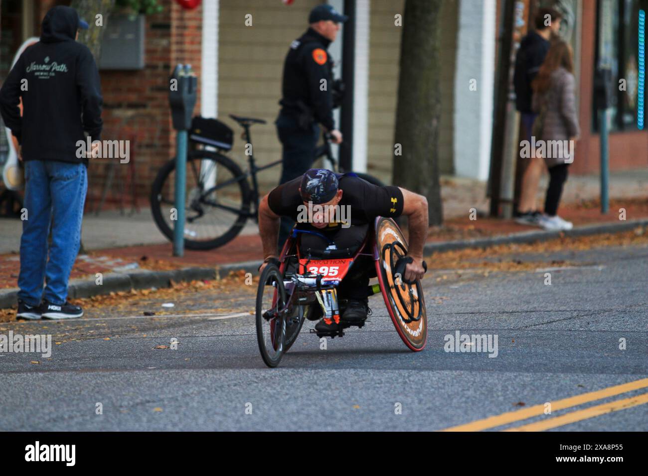 Babylon, New York, USA - 22 October 2023: One male wheelchair athlete ...