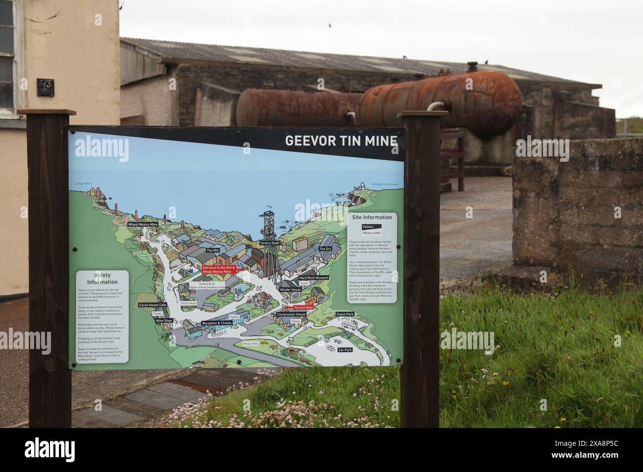 Geevor Tin Mine Museum map noticeboard, Pendeen, Penzance, Cornwall ...