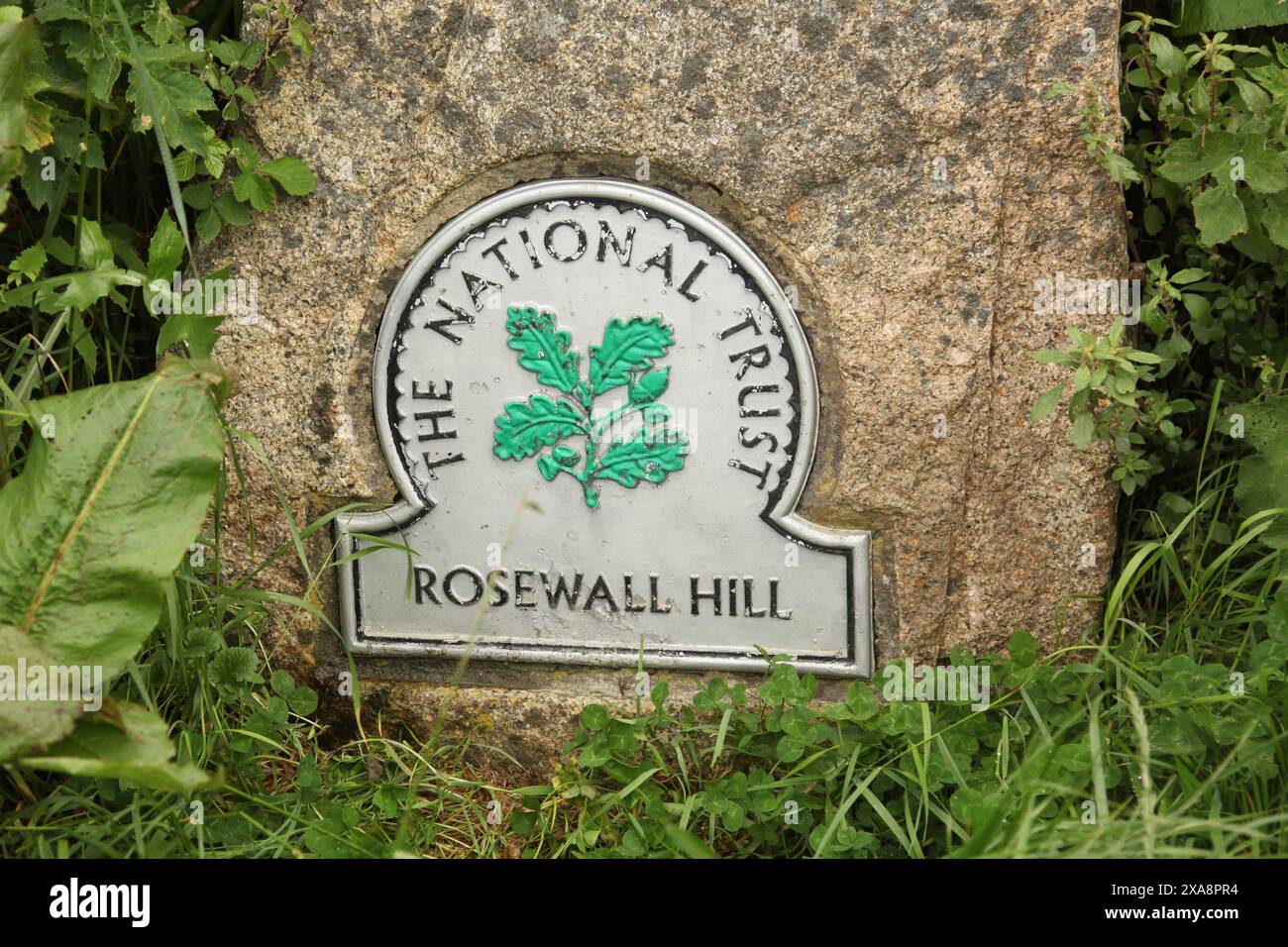 The National Trust sign, Rosewall Hill, St. Ives, Cornwall, England, UK ...