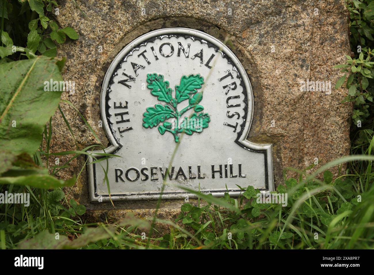 The National Trust sign, Rosewall Hill, St. Ives, Cornwall, England, UK ...