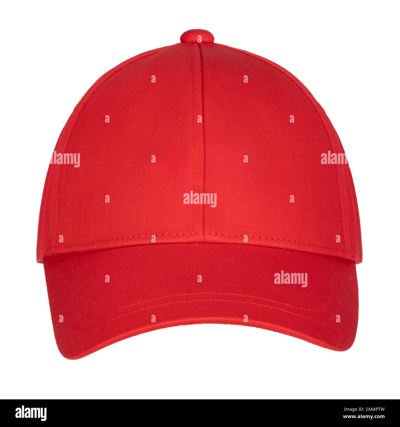 Red Baseball Cap Front View, Packshot Stock Photo - Alamy