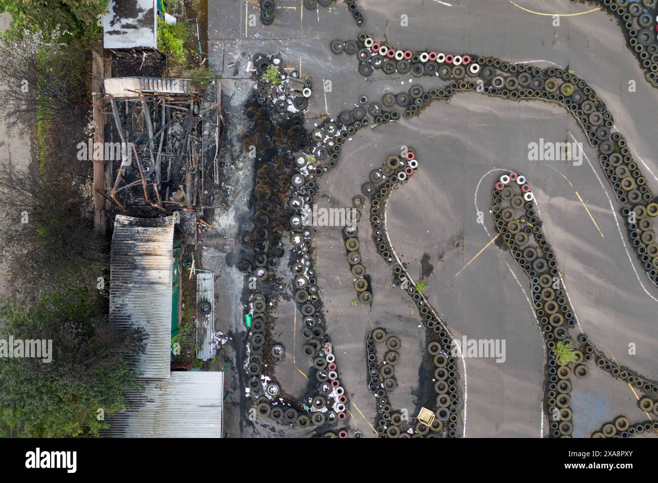 A view of the damage at Birmingham Wheels race track, the location of ...