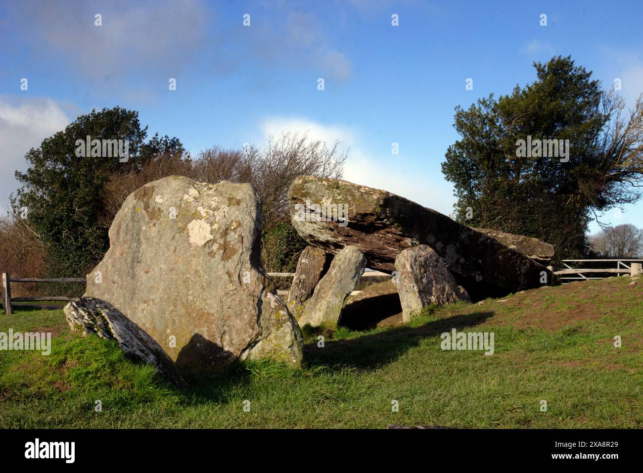 Arthur’s Stone, a Neolithic burial chamber of large stone slabs near ...