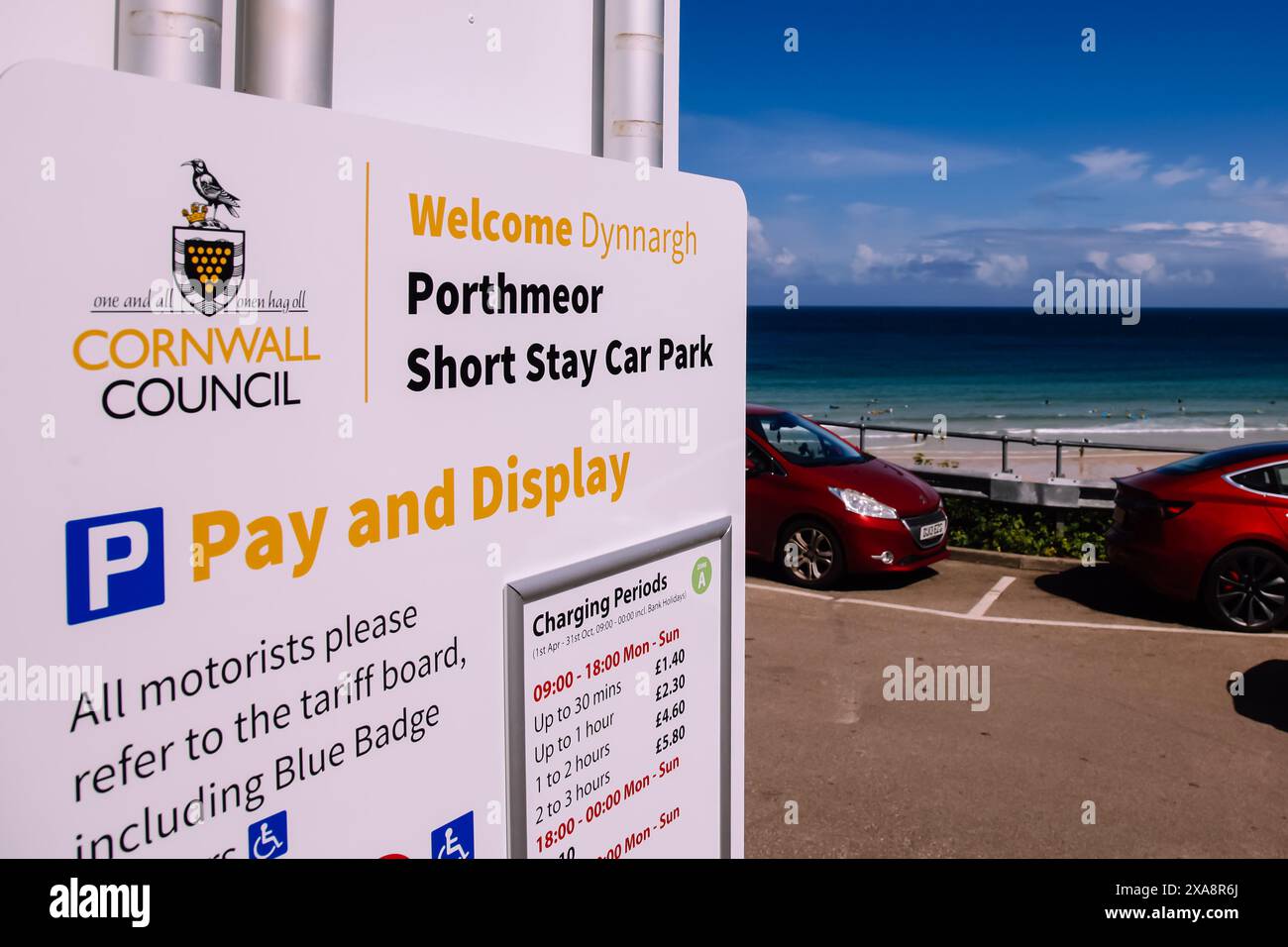 Porthmeor Short Stay Car Park, St. Ives, Cornwall Council, England, UK ...