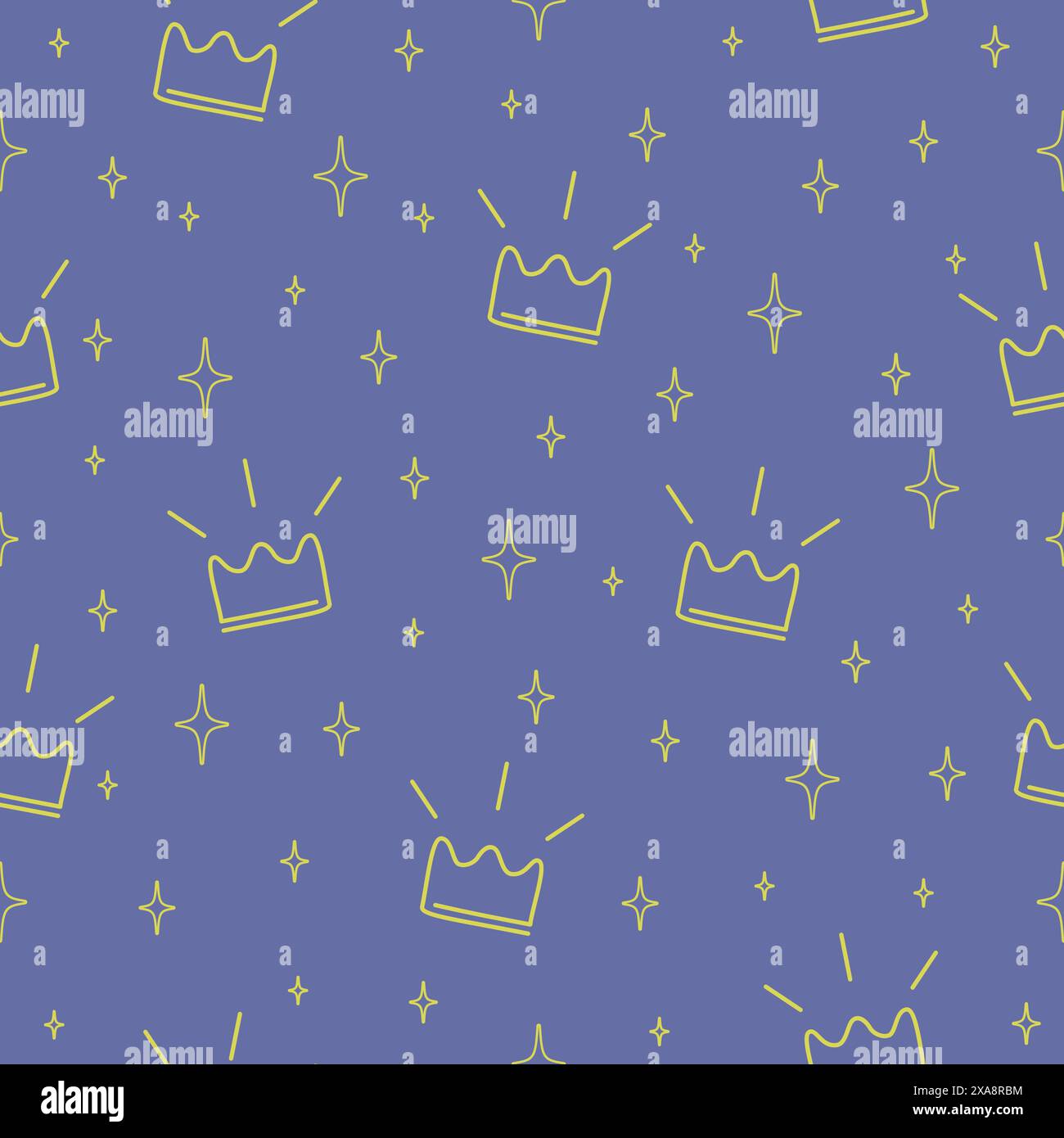 Seamless baby pattern with crowns sketch. Cute little princess 2d ...